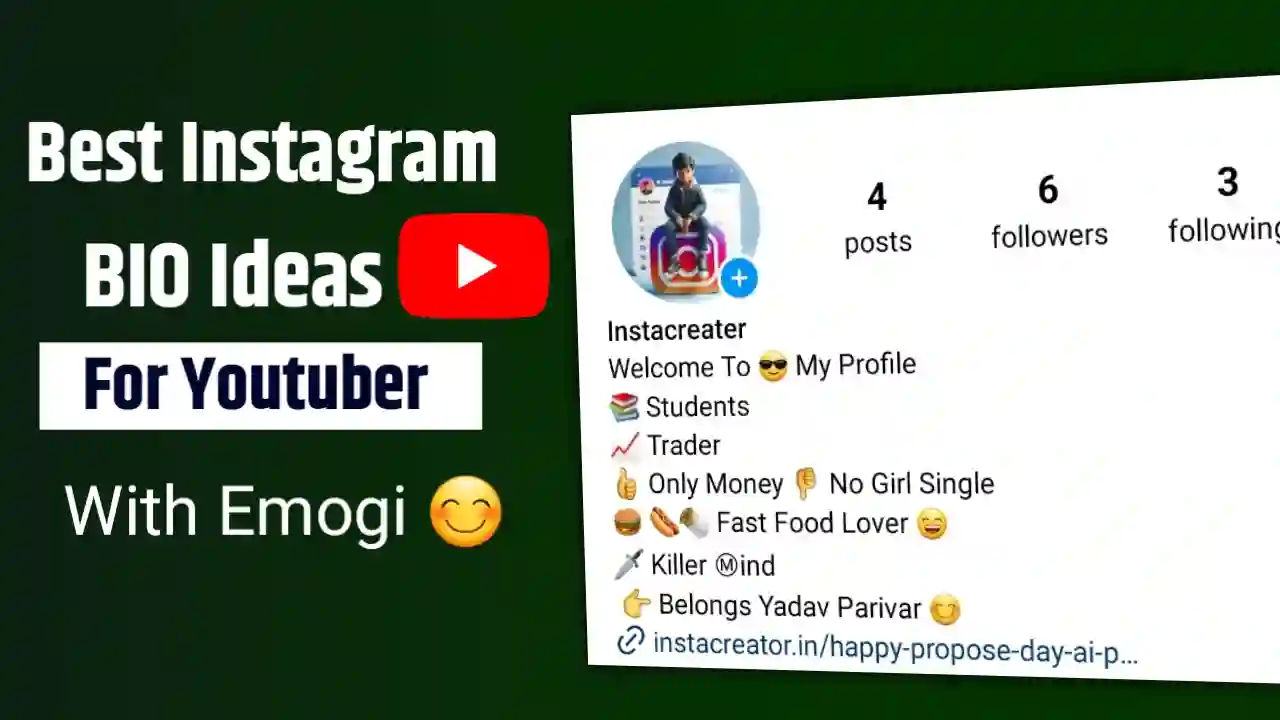 Instagram Bio For YouTuber 2024 ( Copy & Paste ) - InstaCreator
